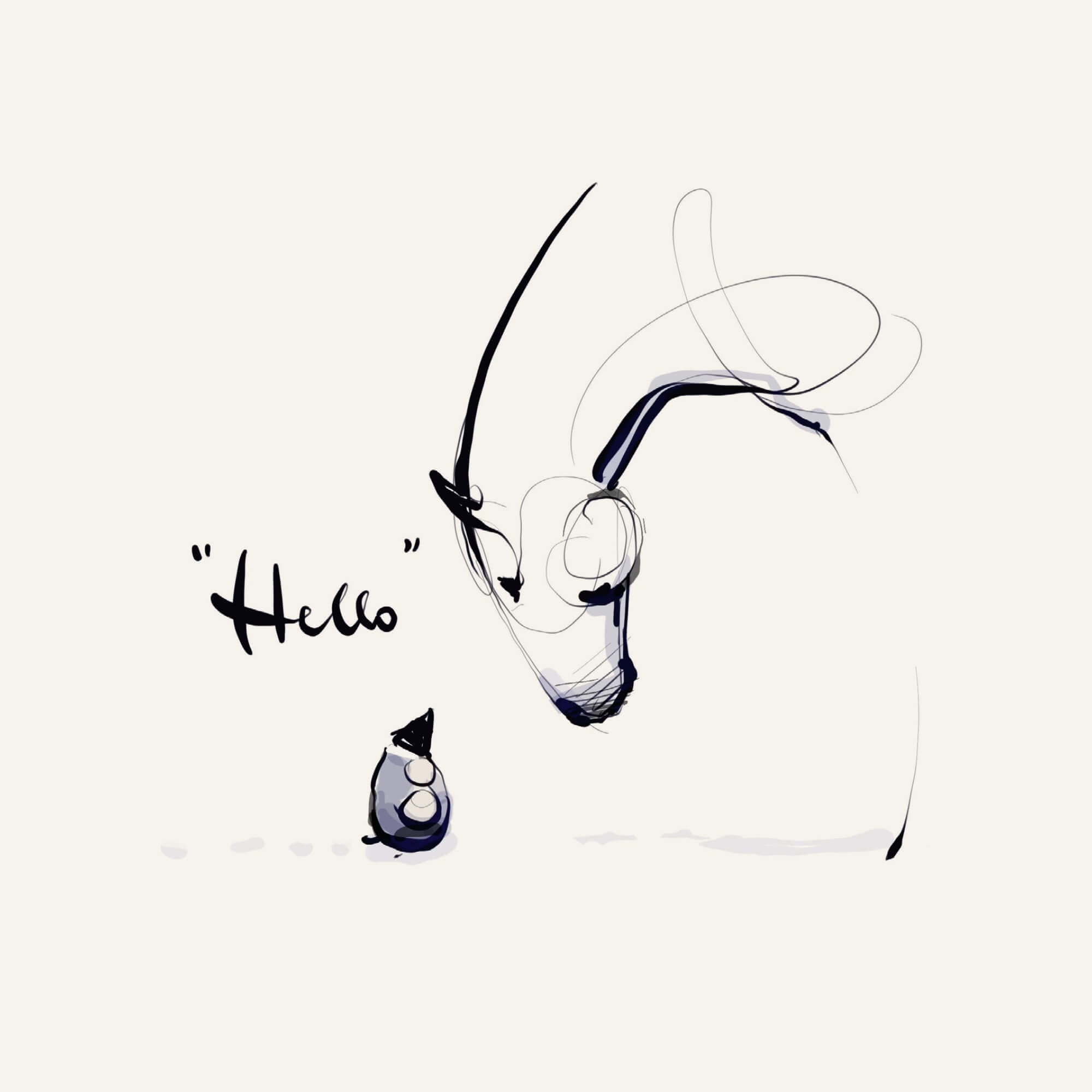 "Hello". The mole and the horse - colour – Charlie Mackesy